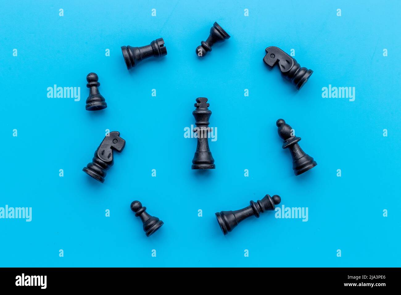 Chess pieces on table top view. Chess game as winner concept Stock ...