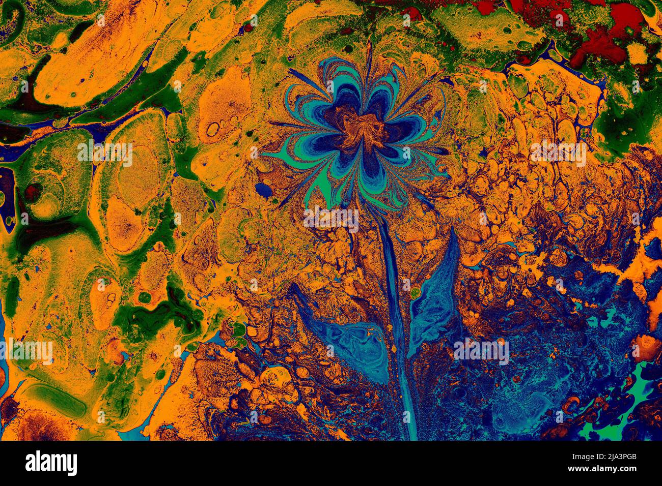 Abstract ebru cover art. Floral Ebru marbling texture background design ...