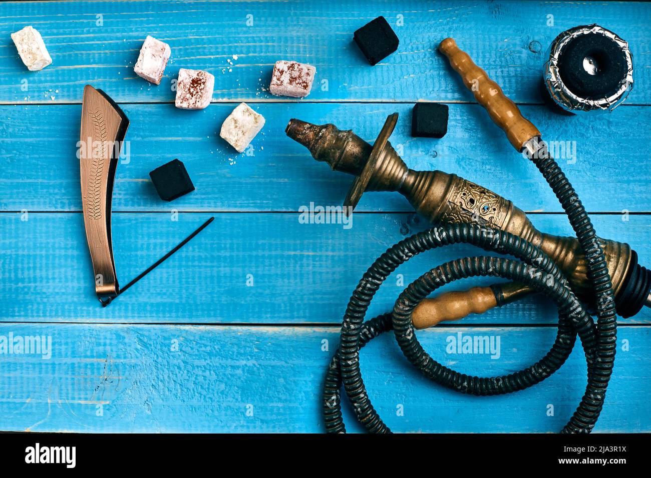 Tobacco background. Turkish smoking hookah with tobacco flavor of rahat ...