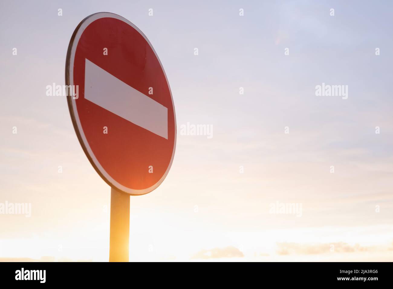 Stop sign on blue sky. It is not permitted to drive there Stock Photo ...