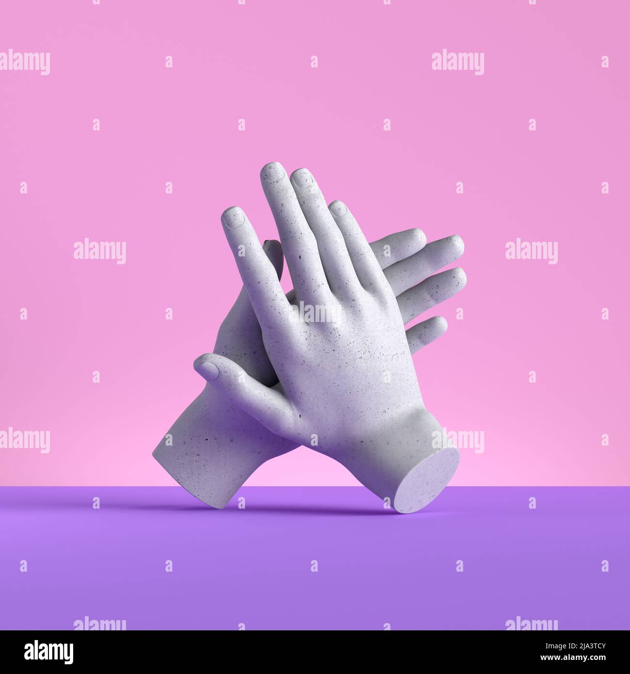 3d render, hands isolated on pink background. Applause gesture. Minimal ...