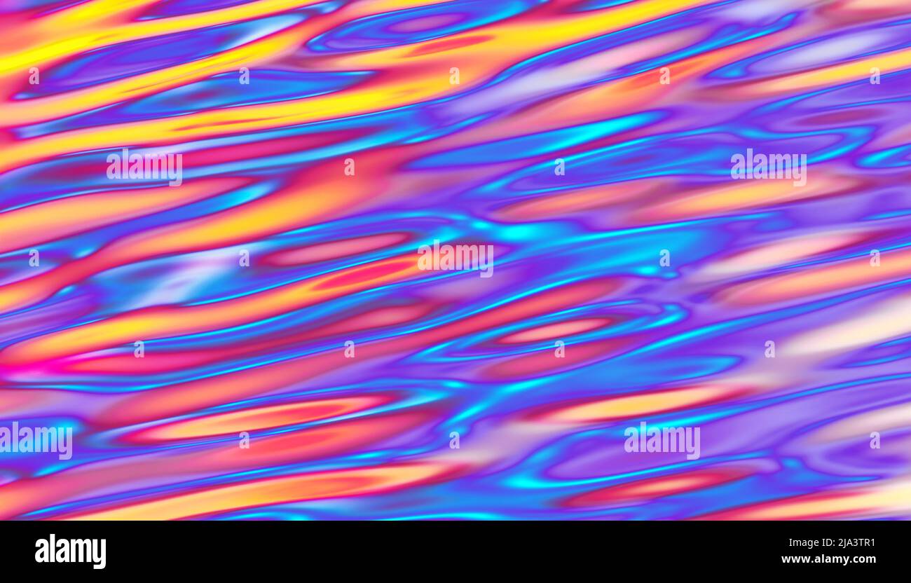 3d render, abstract wavy liquid background, rainbow lava, sunset water ...