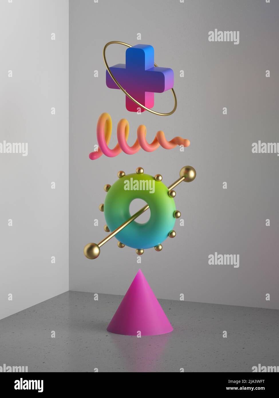 3d render, abstract colorful geometric shapes, minimal modern ...
