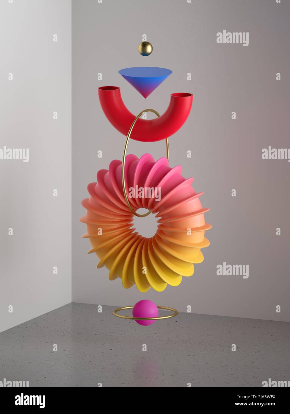 3d render, abstract colorful geometric shapes, minimal modern ...