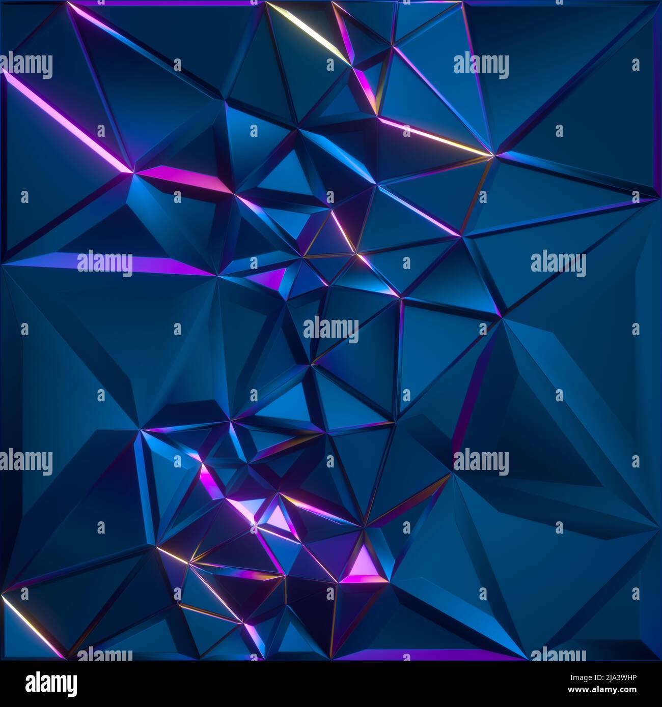 3d render, abstract faceted crystal background, blue texture, triangles ...