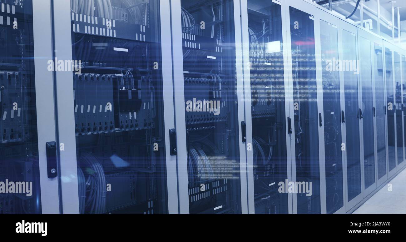 Computer servers in a server room with glowing lights Stock Photo - Alamy