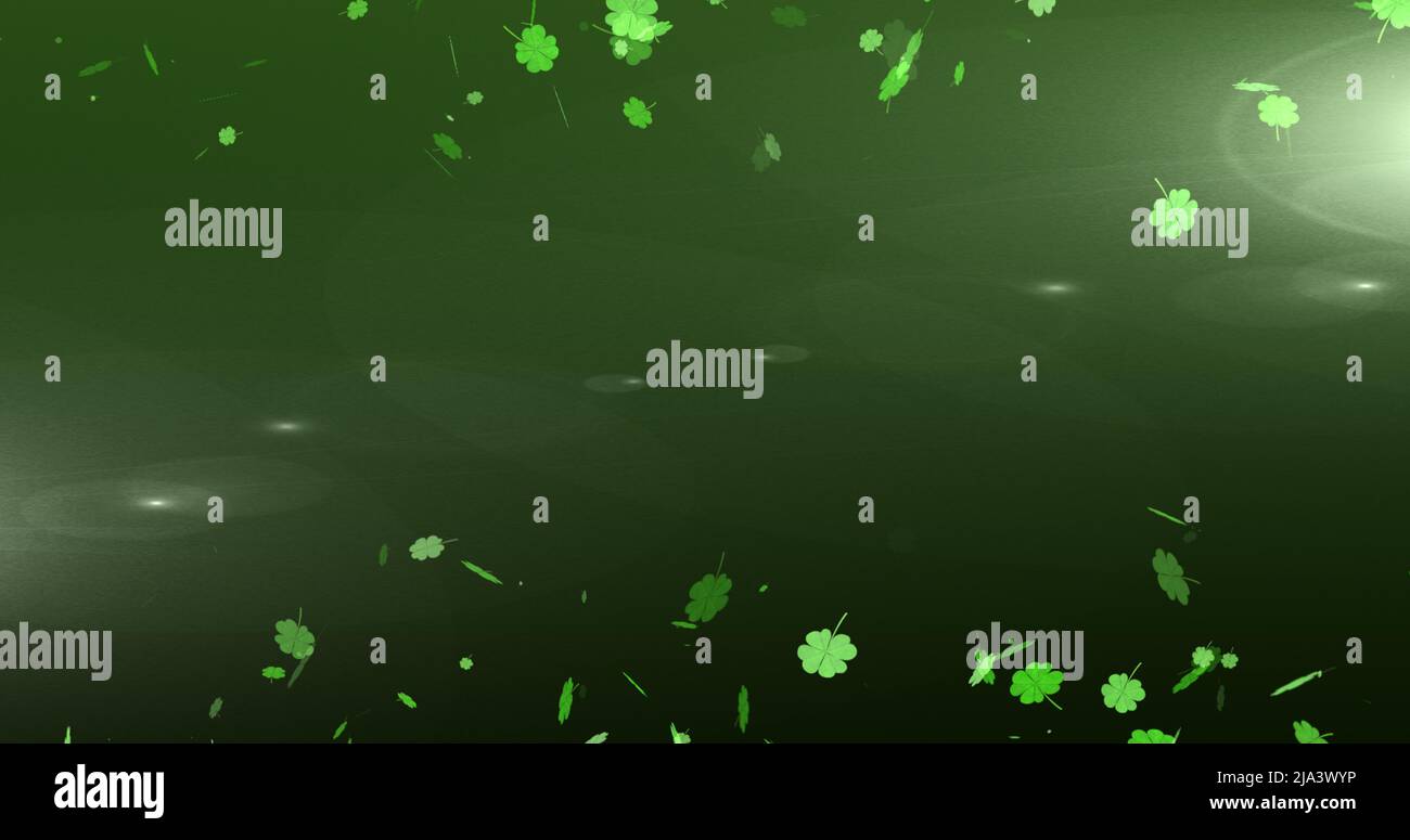 Image multiple floating green shamrocks on top and bottom Stock Photo ...