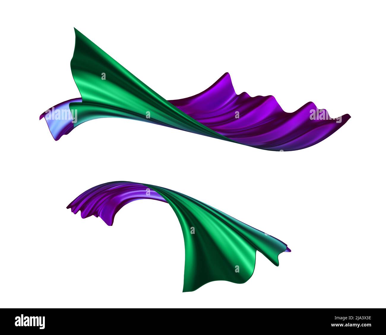 3d render, abstract drapery clip art isolated on white background ...