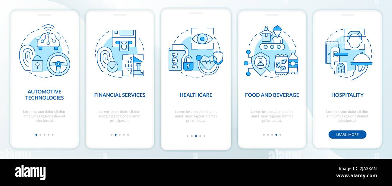 Biometric technology using blue onboarding mobile app screen Stock ...