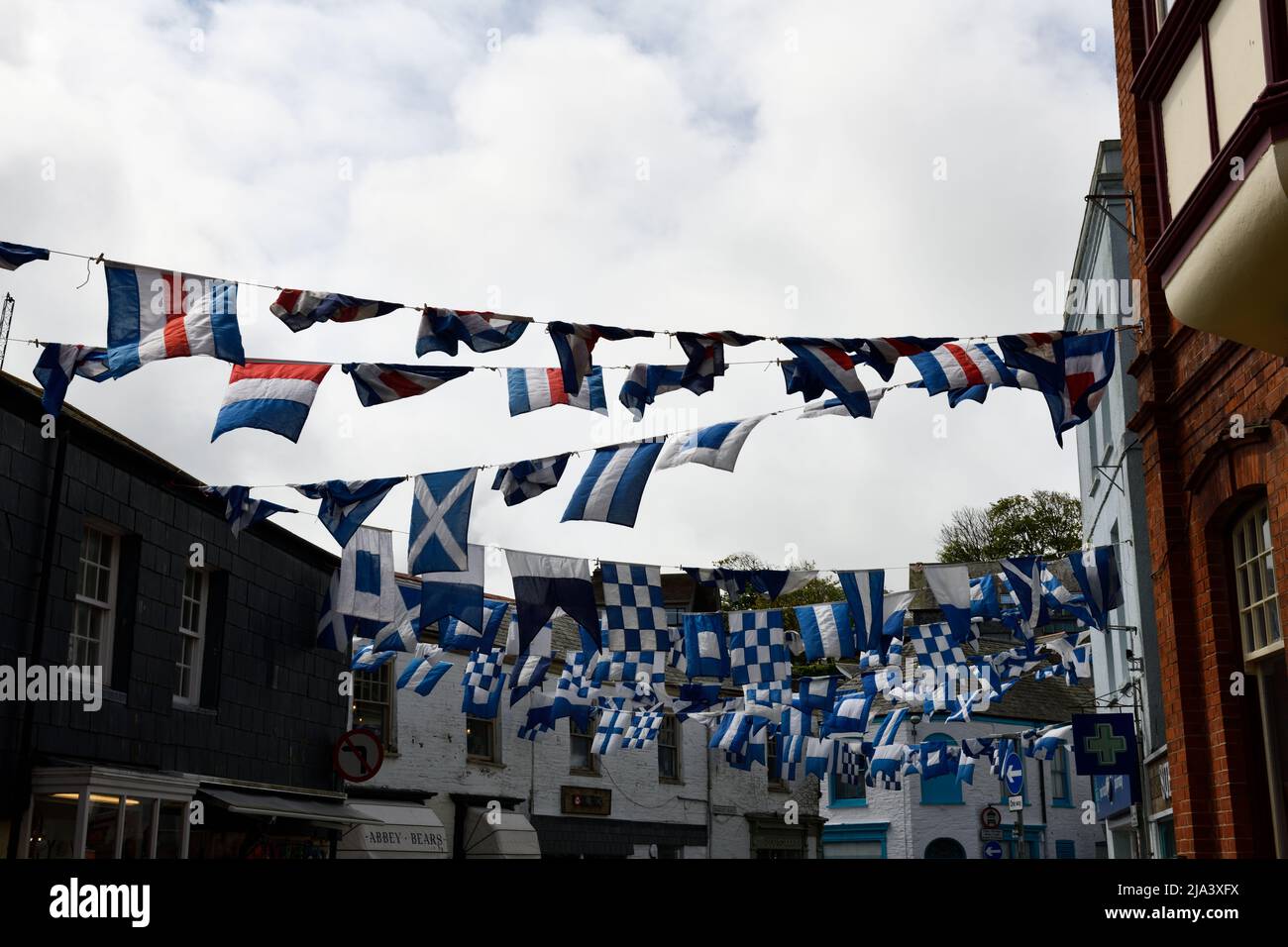 Flags after the Mayday Celebrations Padstow Cornwall England uk Stock ...