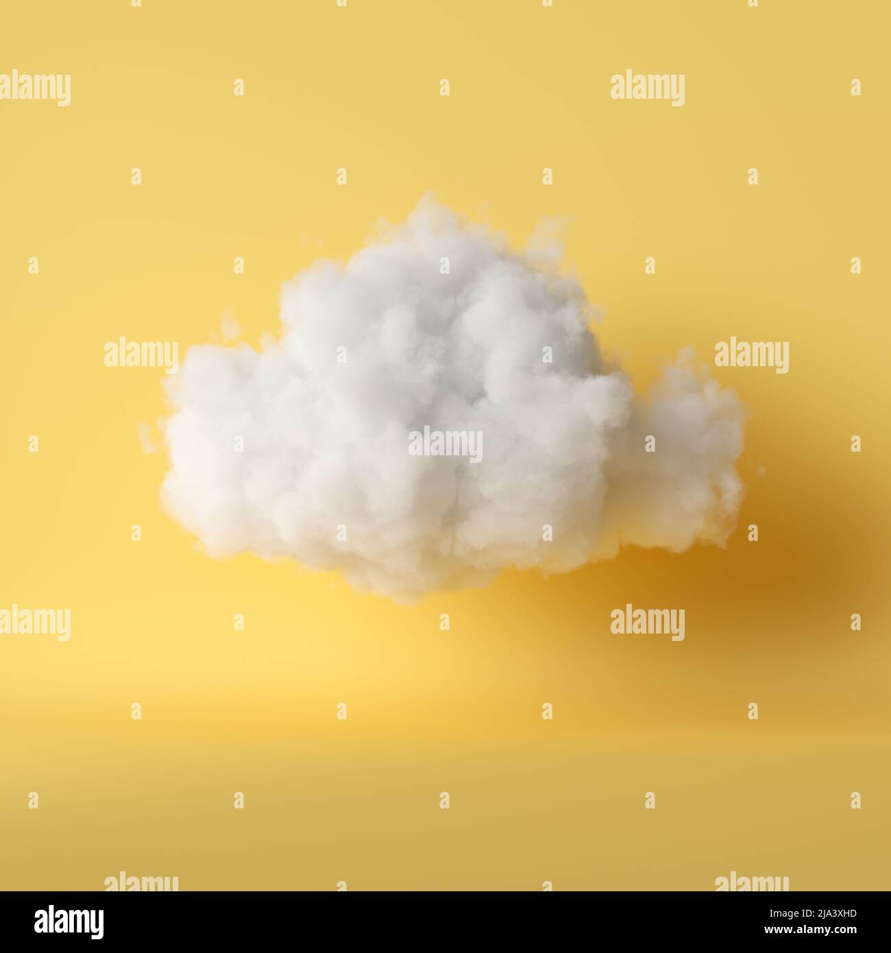 3d render, white fluffy cloud levitating inside the room. Object ...