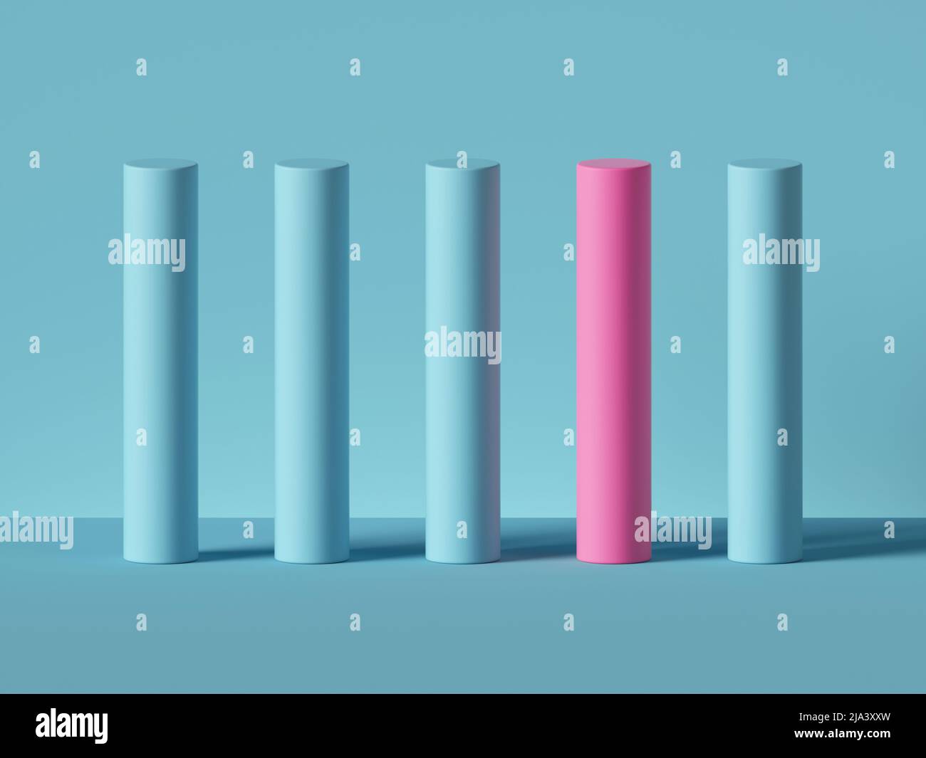 3d render, abstract minimal geometric background. Blue and pink ...