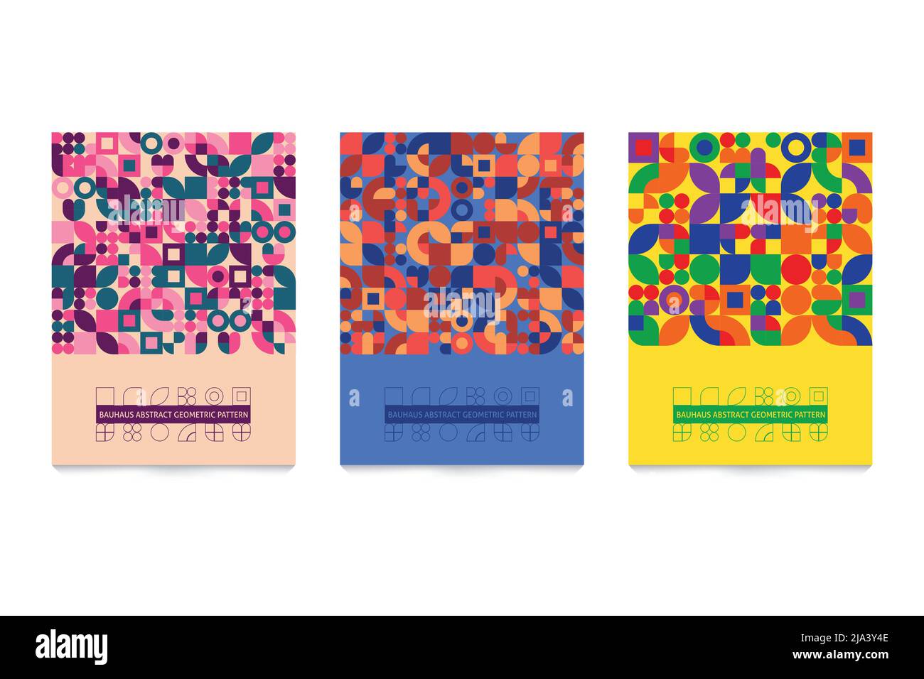 Bauhaus abstract pattern, geometric background, vector circle, square ...