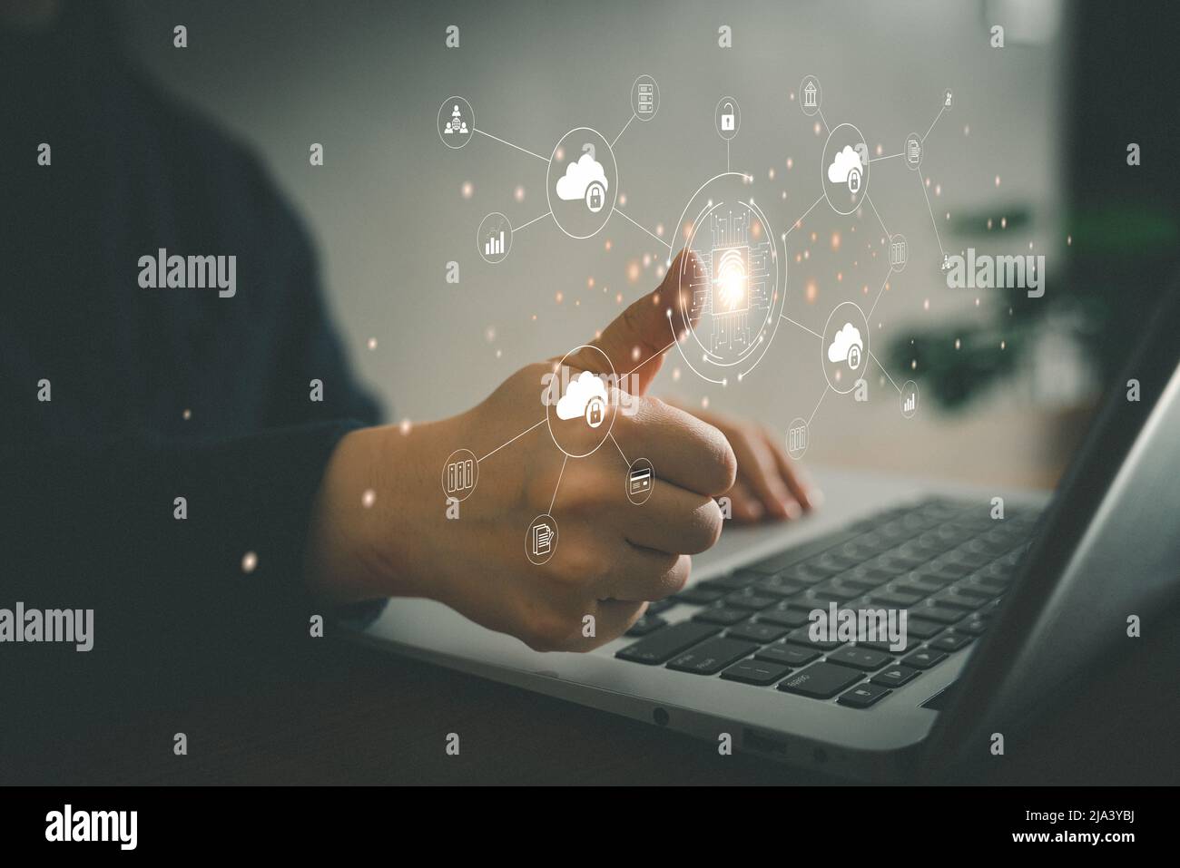 Login To Secure Dashboard By Fingerprint Scan To Access Protected Network Data With Biometrics