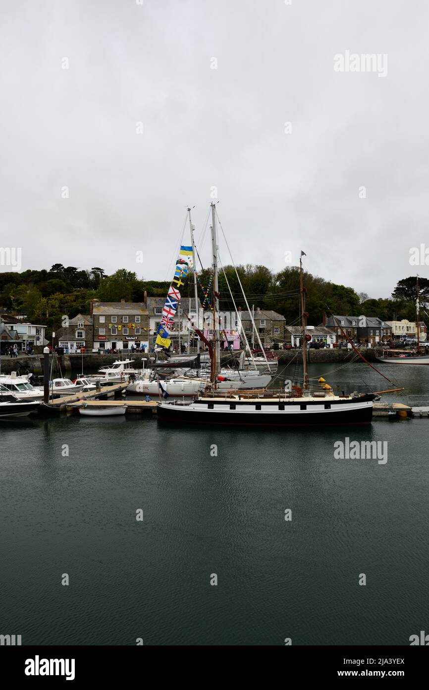 Flags on Boats and Buildings after Mayday Celebrations Padstow Cornwall ...