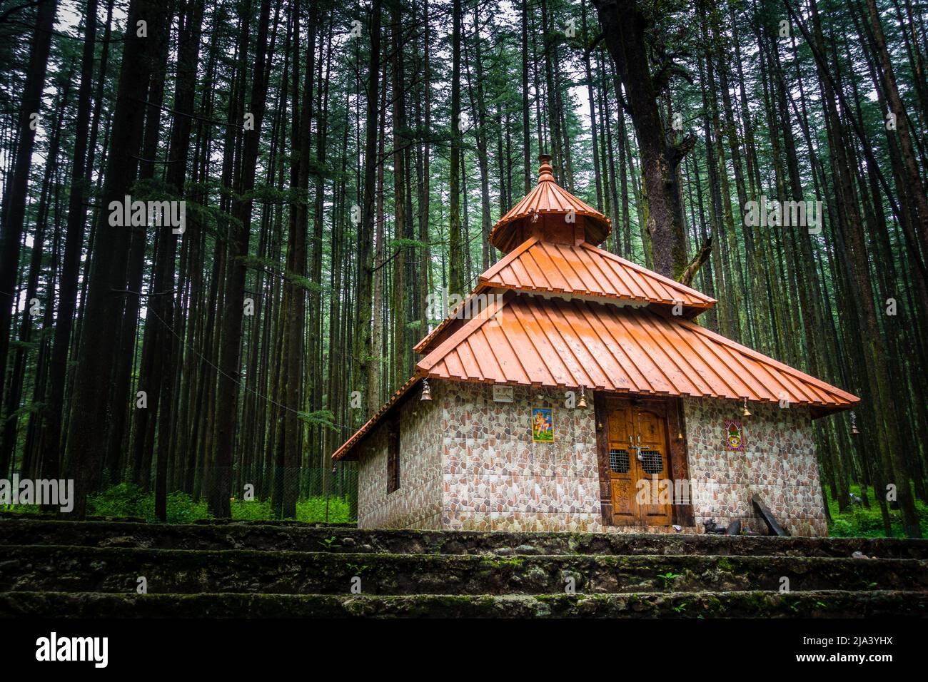 july 21st 2021 Uttarakhand. A beautiful temple amidst deodar forest ...