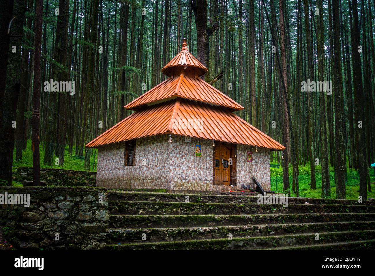 july 21st 2021 Uttarakhand. A beautiful temple amidst deodar forest ...