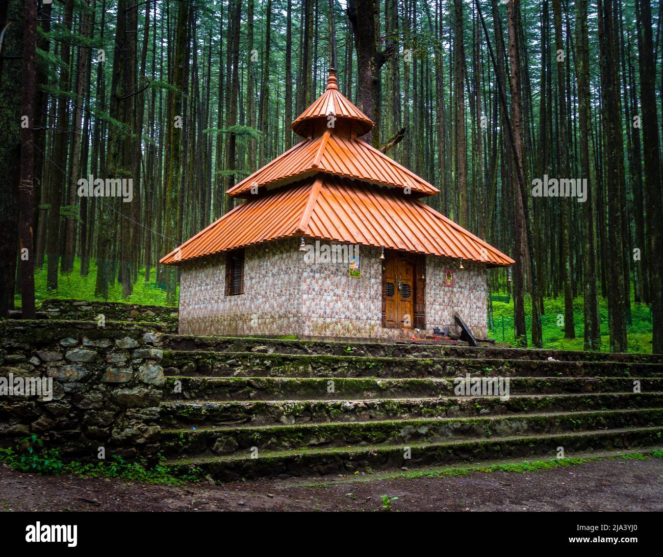 july 21st 2021 Uttarakhand. A beautiful temple amidst deodar forest ...