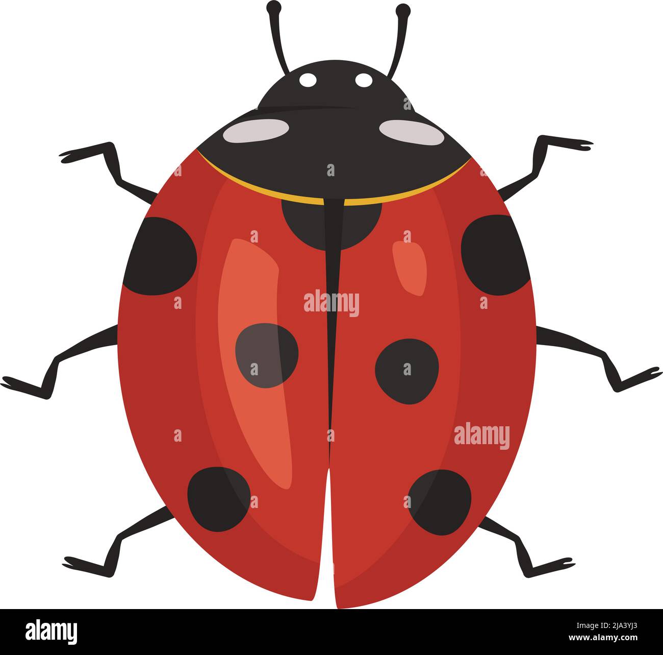 Cute red ladybug icon with black spots. Summer bright insect. Vector ...