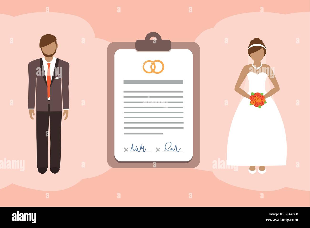 marriage contract info graphic with married couple pictogram Stock ...