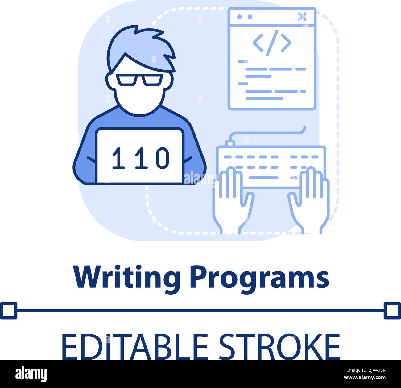 Writing programs light blue concept icon Stock Vector Image & Art - Alamy