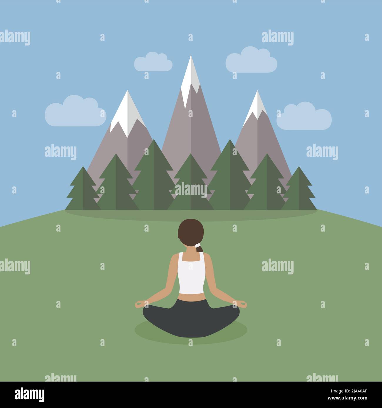 Girl standing yoga Stock Vector Images - Alamy