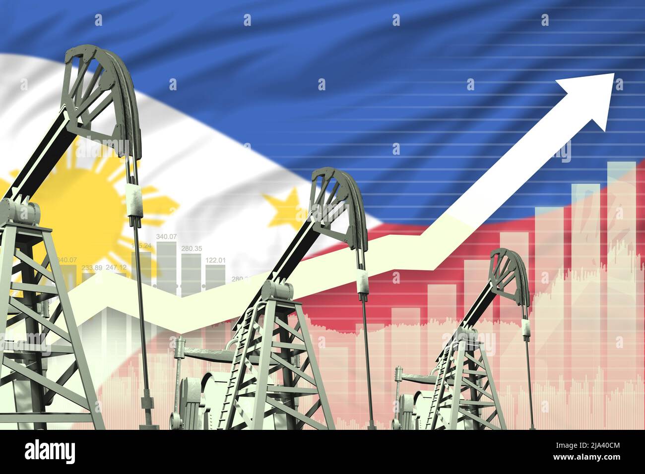 Philippines oil industry concept, industrial illustration - rising up ...