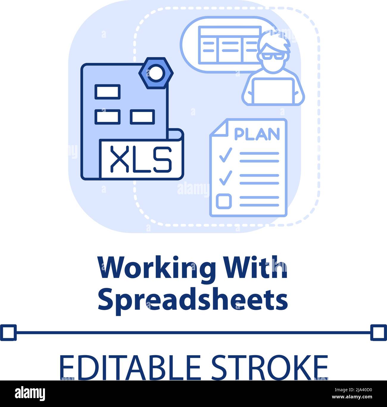 Working with spreadsheets light blue concept icon Stock Vector Image ...