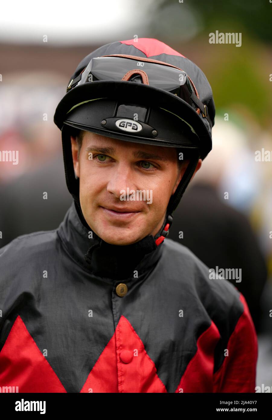 Jockey charles bishop sandown park racecourse hi-res stock photography ...
