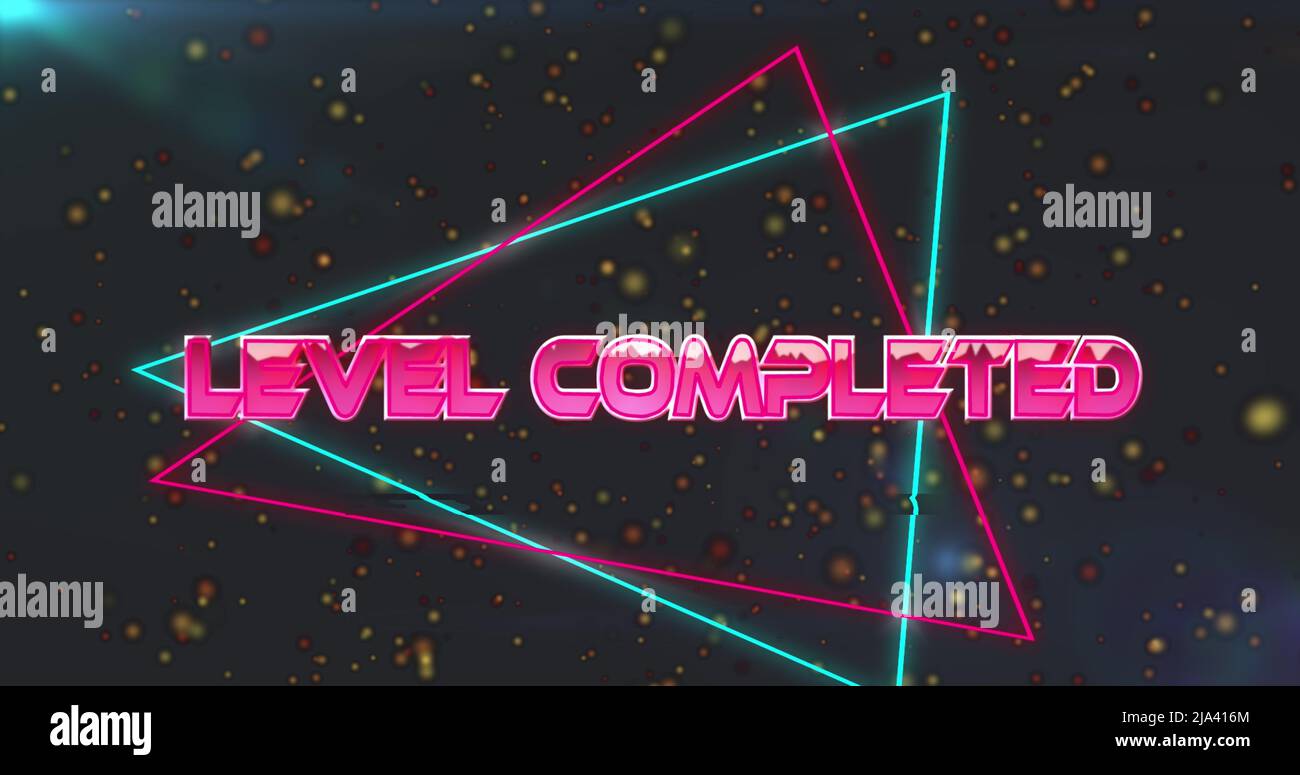 Image of level completed over black background with dots Stock Photo ...