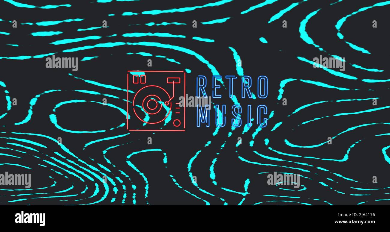 Image of retro music over black background with green waves Stock Photo ...
