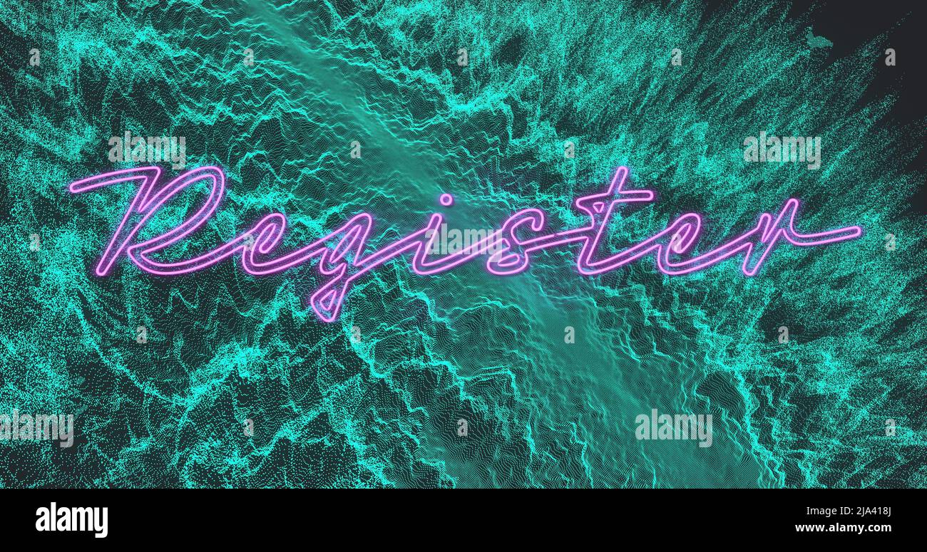 Image of neon register on over waves on black background Stock Photo ...