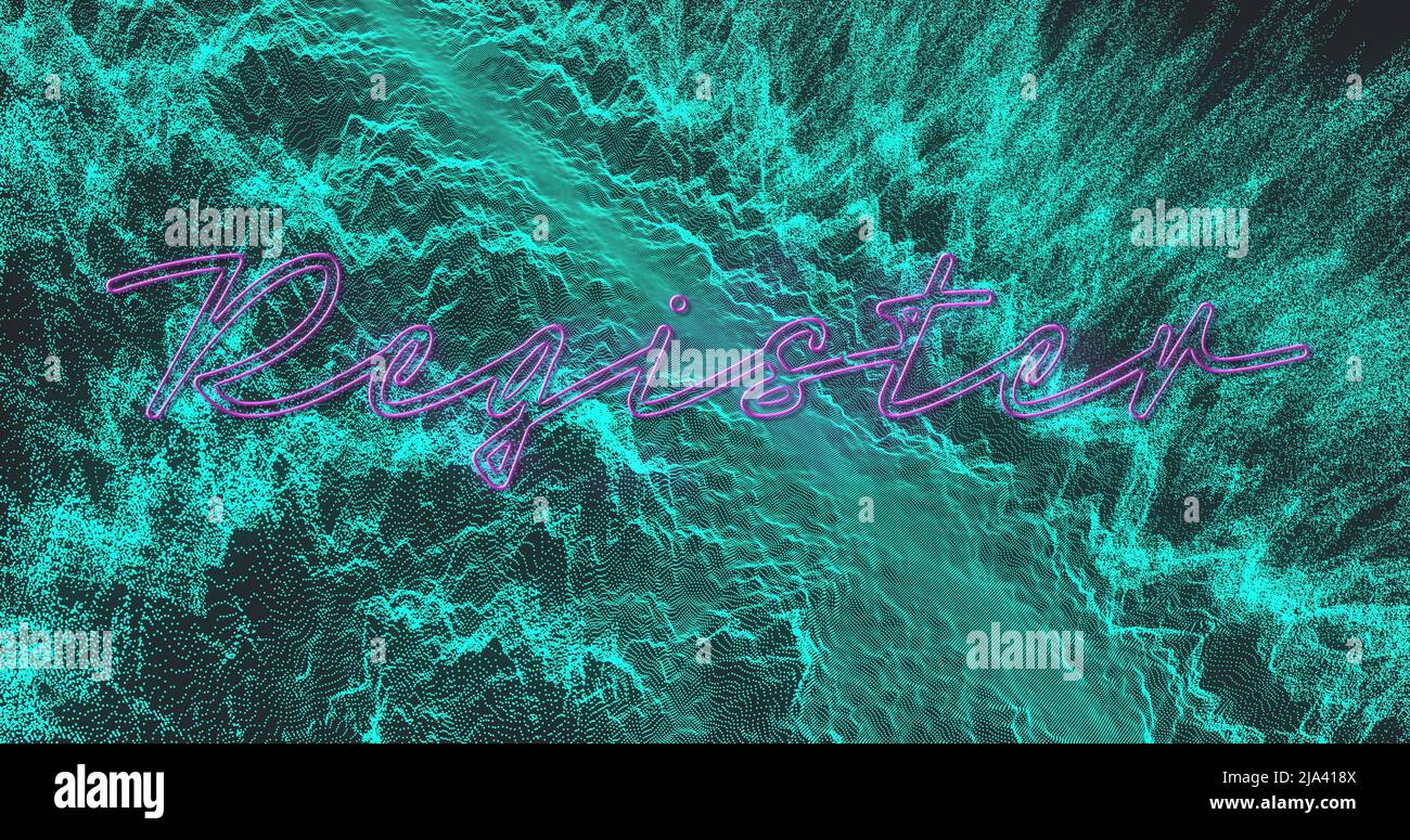 Image of neon register on over waves on black background Stock Photo ...