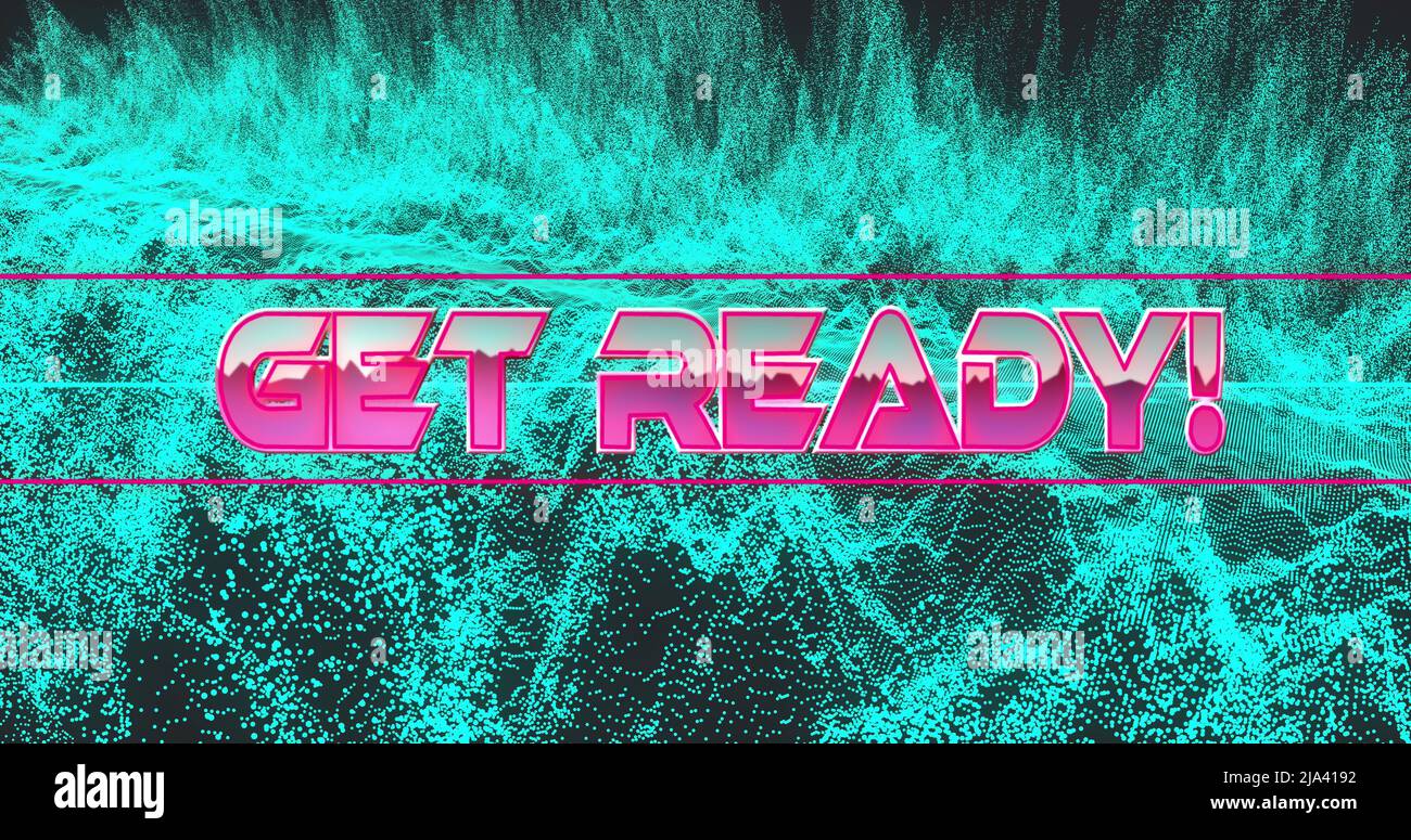 Image of get ready and green waves on black background Stock Photo - Alamy