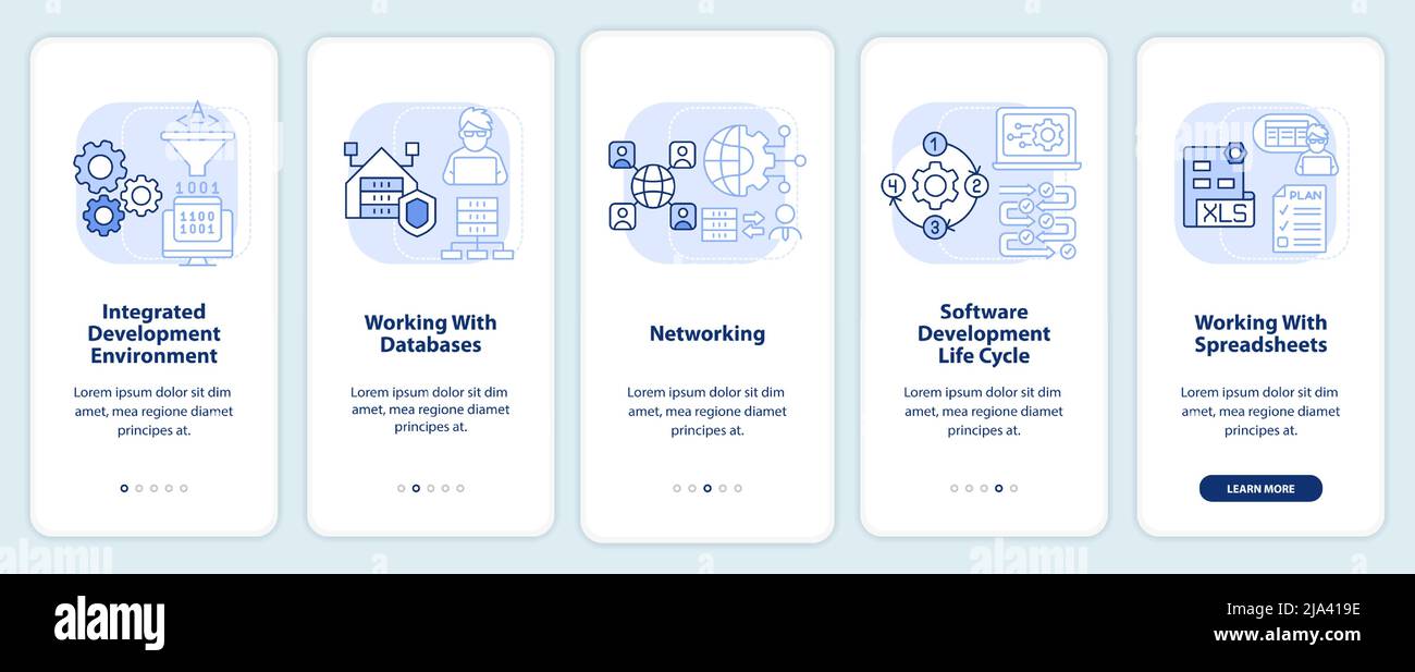 Program building skills light blue onboarding mobile app screen Stock Vector Image & Art - Alamy