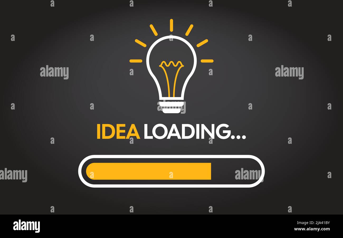 Idea loading in flat style. Light bulb vector illustration on isolated background. Loading bar ...