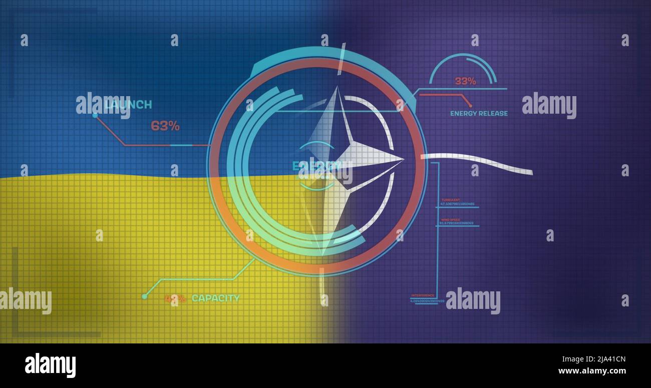 Image of digital interface with over ukrainian and nato flags Stock ...