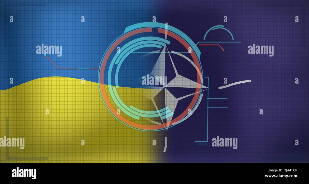 Image of digital interface with over ukrainian and nato flags Stock ...