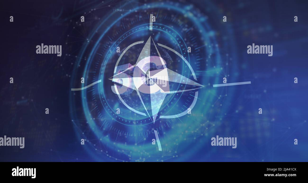 Image of scope scanning and 5g text over flag of nato Stock Photo - Alamy