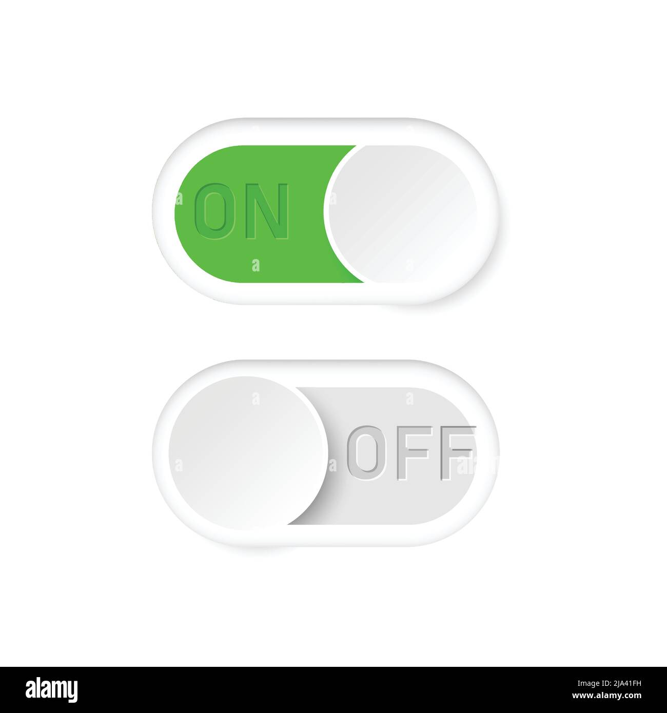 On and off buttons in flat style. Toggle switch vector illustration on isolated background ...