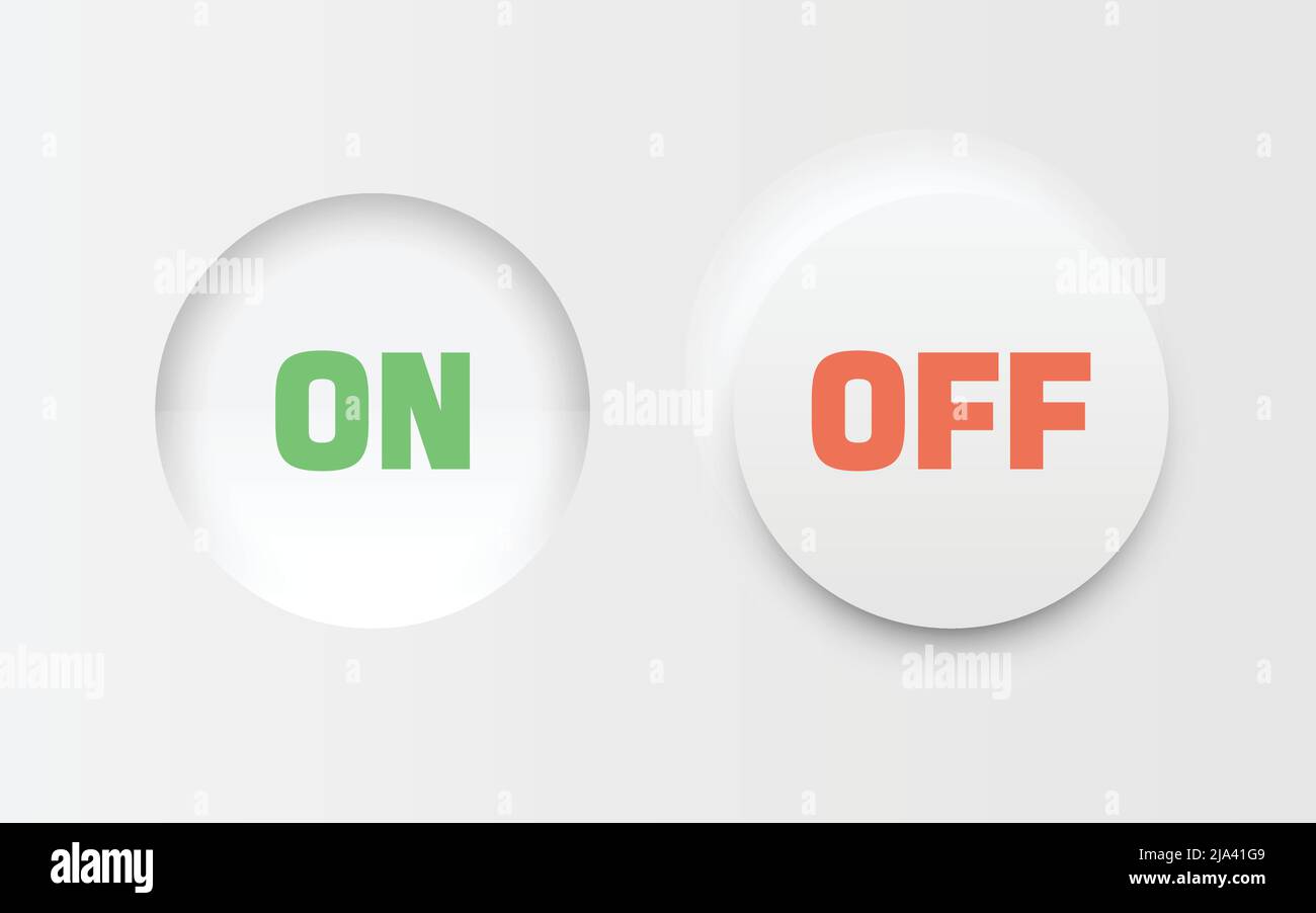 On and off buttons in flat style. Toggle switch vector illustration on isolated background ...
