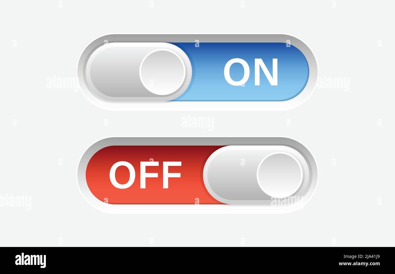 On and off buttons in flat style. Toggle switch vector illustration on isolated background ...