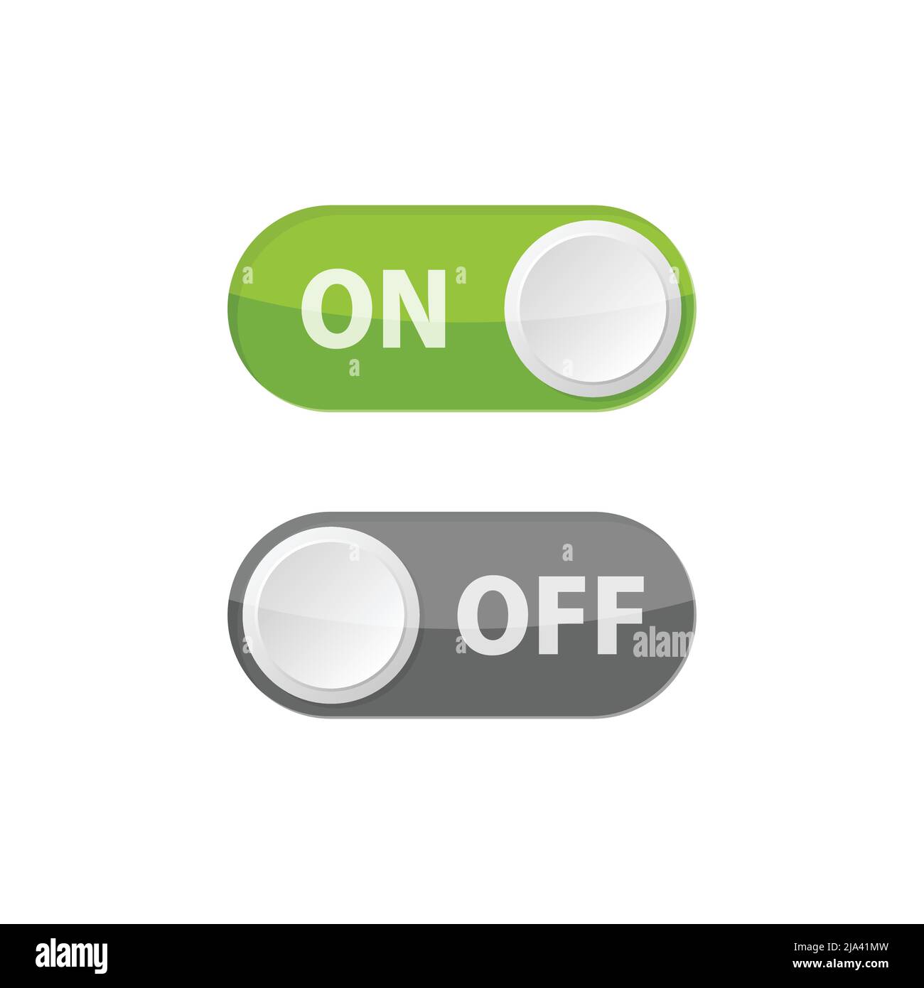 On and off buttons in flat style. Toggle switch vector illustration on isolated background ...