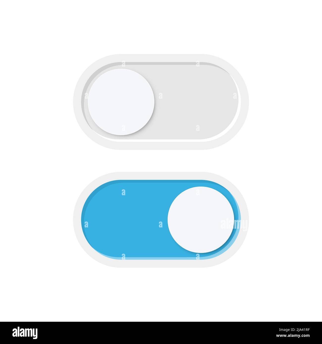 On and off buttons in flat style. Toggle switch vector illustration on isolated background ...
