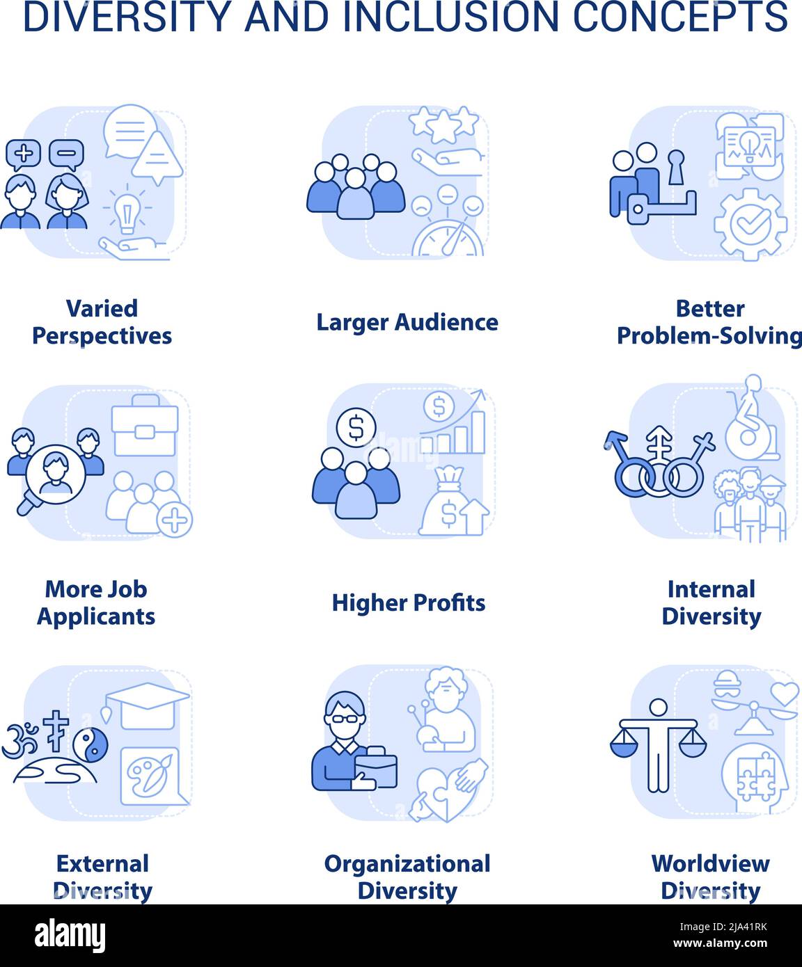 Diversity And Inclusion Light Blue Concept Icons Set Stock Vector Image