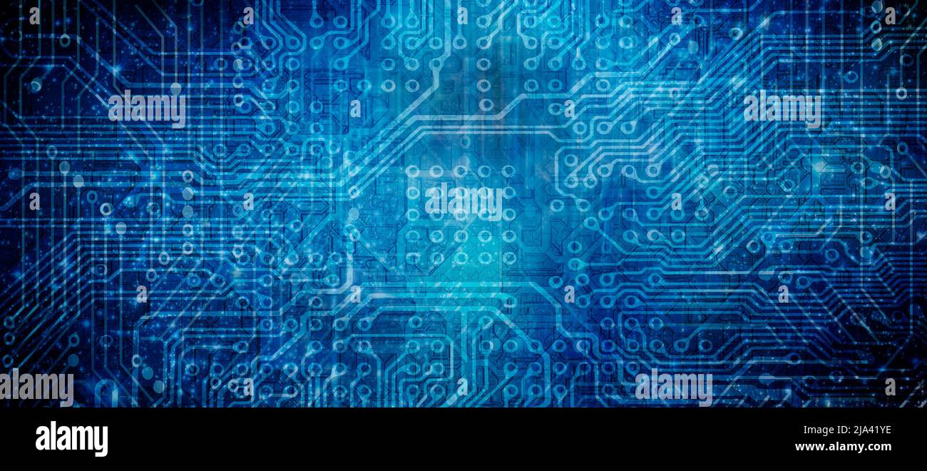 abstract blue technology background banner Stock Photo - Alamy
