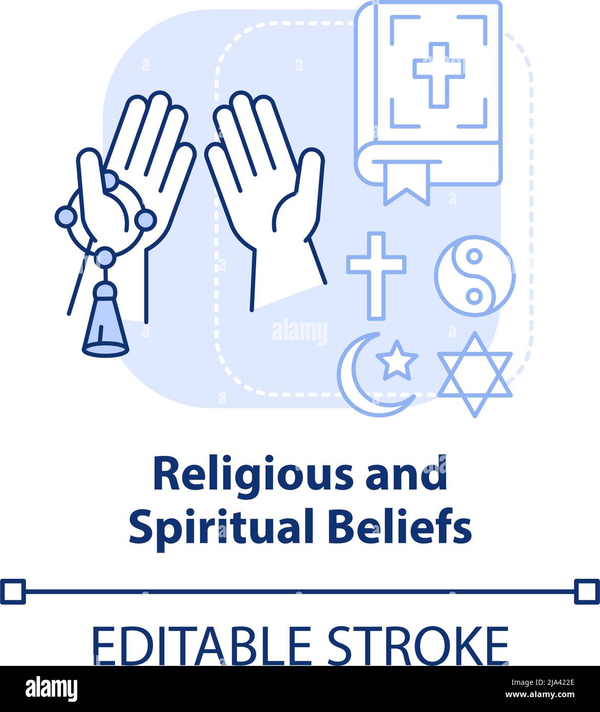 Religious and spiritual beliefs light blue concept icon Stock Vector ...