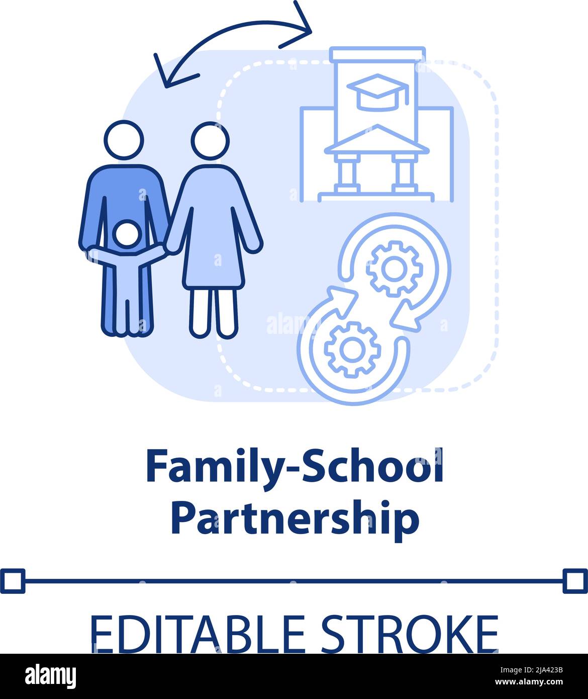 Family-school partnership light blue concept icon Stock Vector Image ...