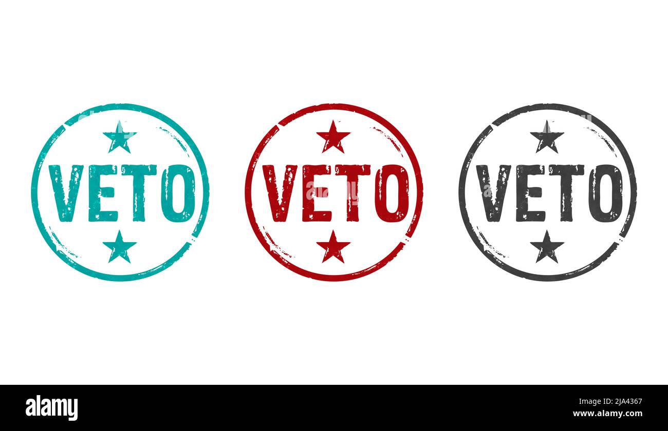 Veto stamp icons in few color versions. Opposition, objection and ...