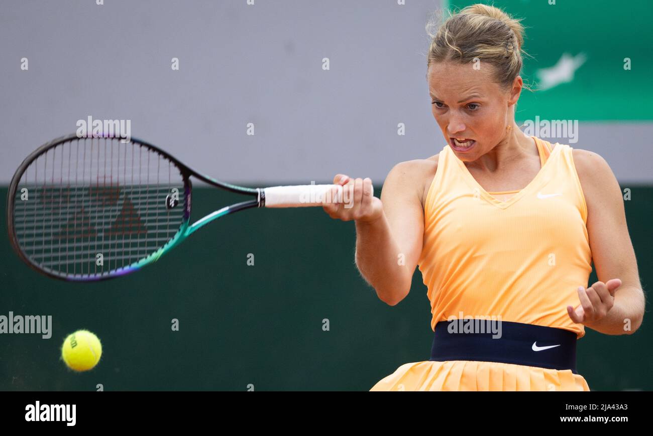 Belgian Kimberley Zimmermann pictured in action during a tennis match ...
